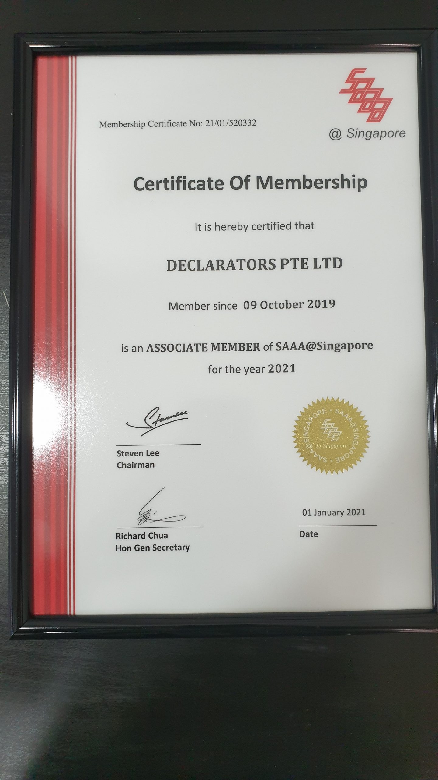 Awards and Certificates – Declarators