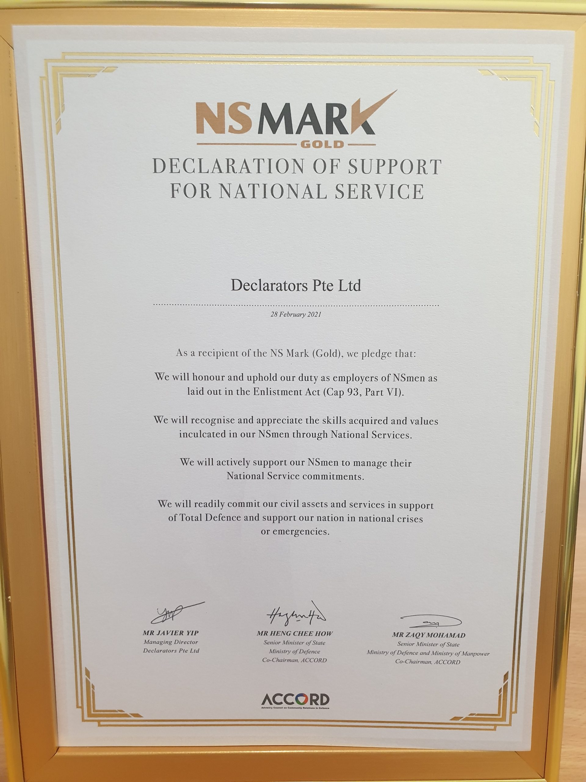 Awards and Certificates | Declarators