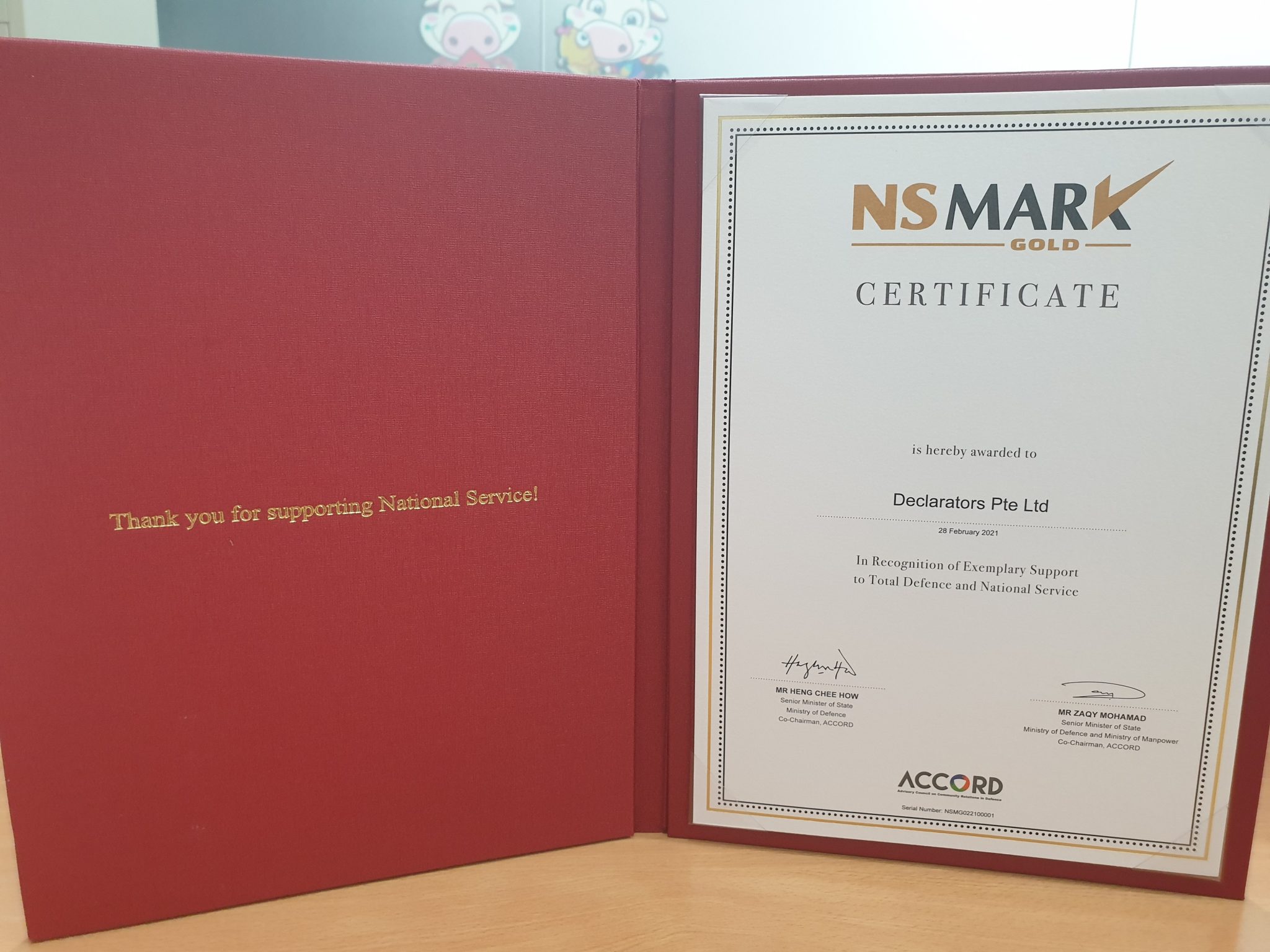 Awards and Certificates – Declarators