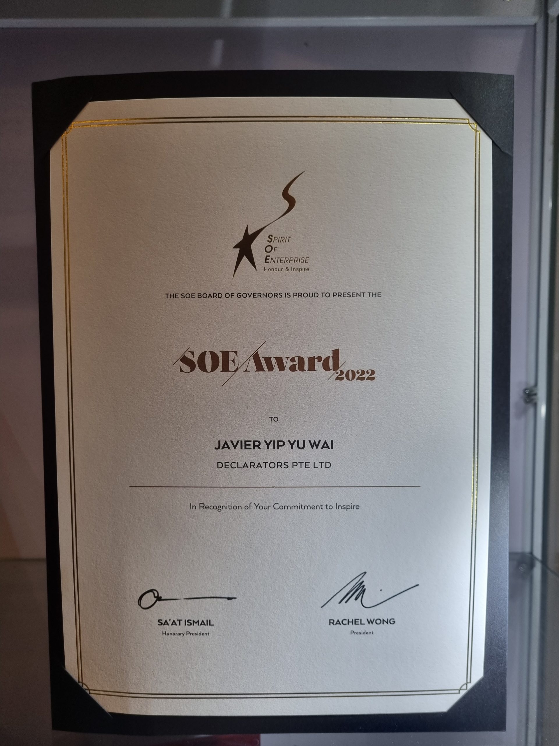 Awards and Certificates | Declarators